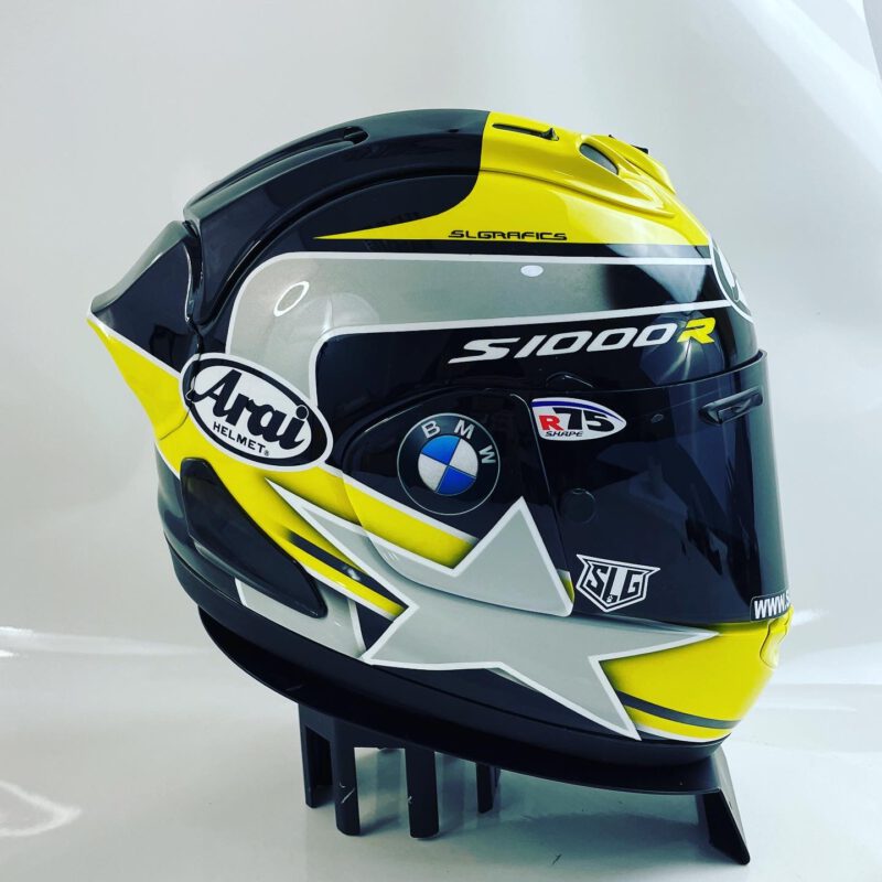 Arai RX-7v Racing “S1000RR Yellow” – SLGrafics – Helmet design, Helmet ...