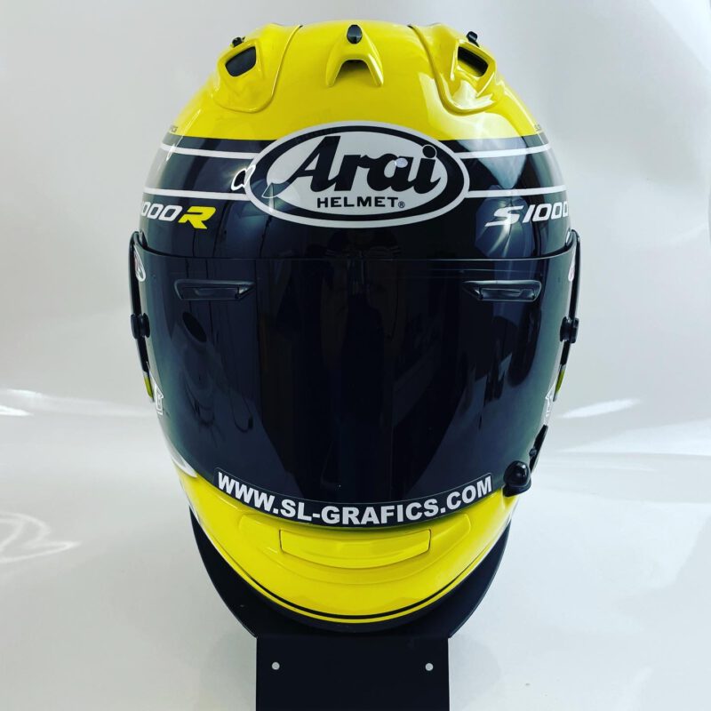 Arai RX-7v Racing “S1000RR Yellow” – SLGrafics – Helmet design, Helmet ...